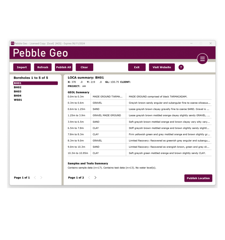 Pebble Geo - Powerfully Simple Borehole Log Software